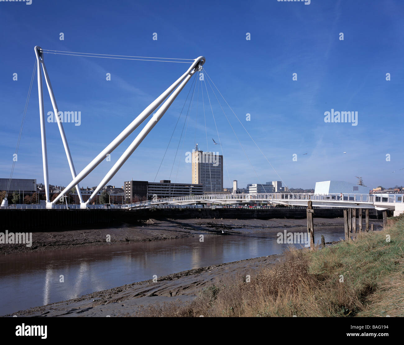 newport pedestrian bridge overall exterior view Stock Photo - Alamy