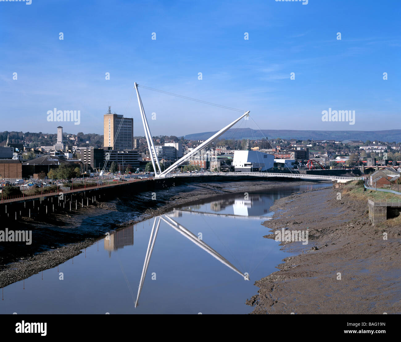 newport pedestrian bridge overall exterior view Stock Photo - Alamy