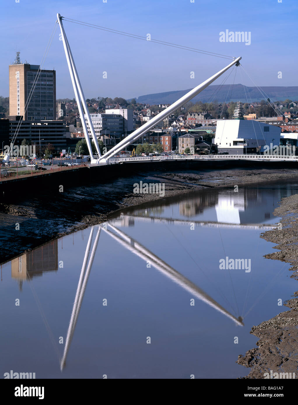 newport pedestrian bridge overall exterior view Stock Photo - Alamy