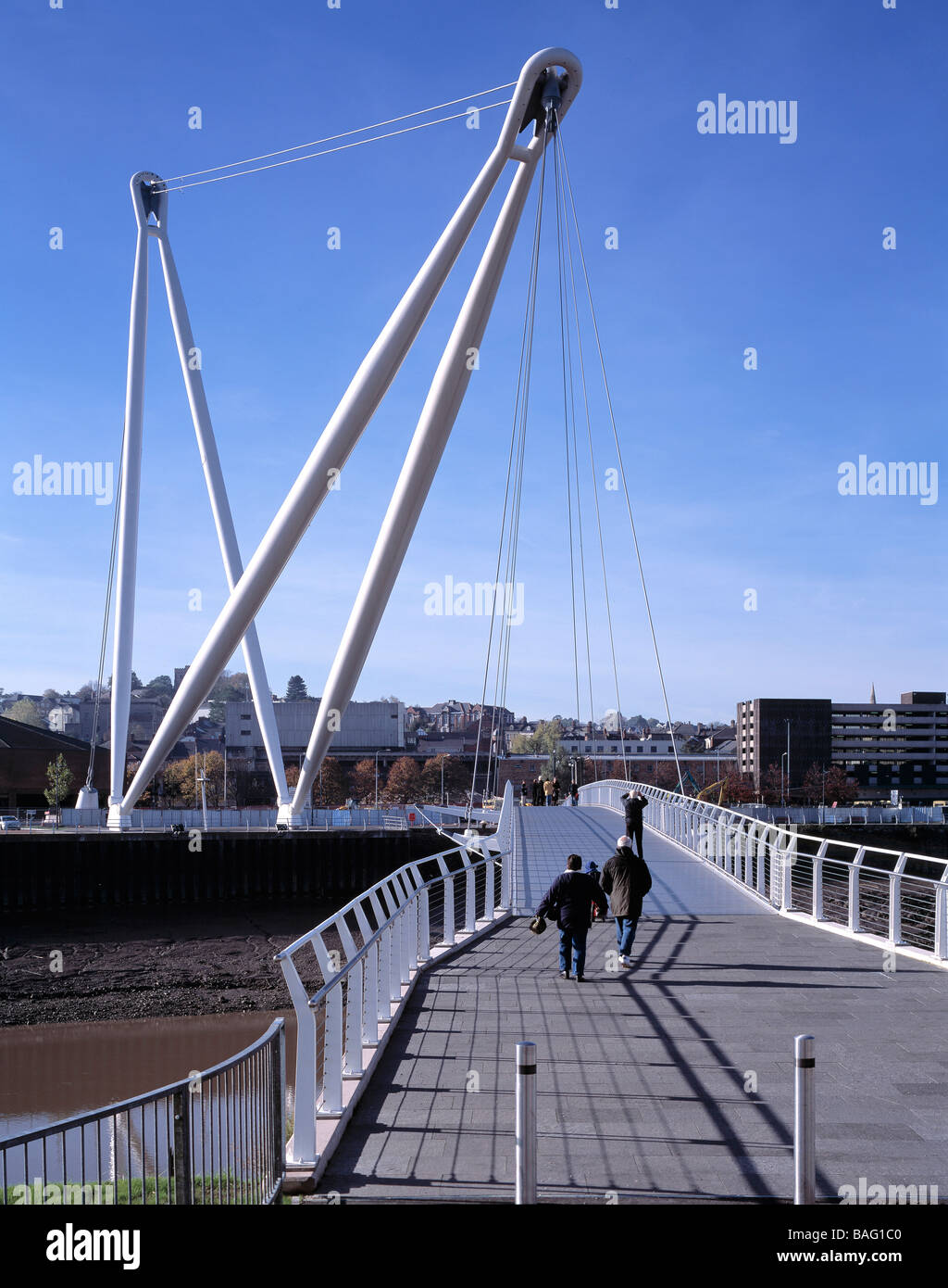 newport pedestrian bridge overall exterior view Stock Photo - Alamy