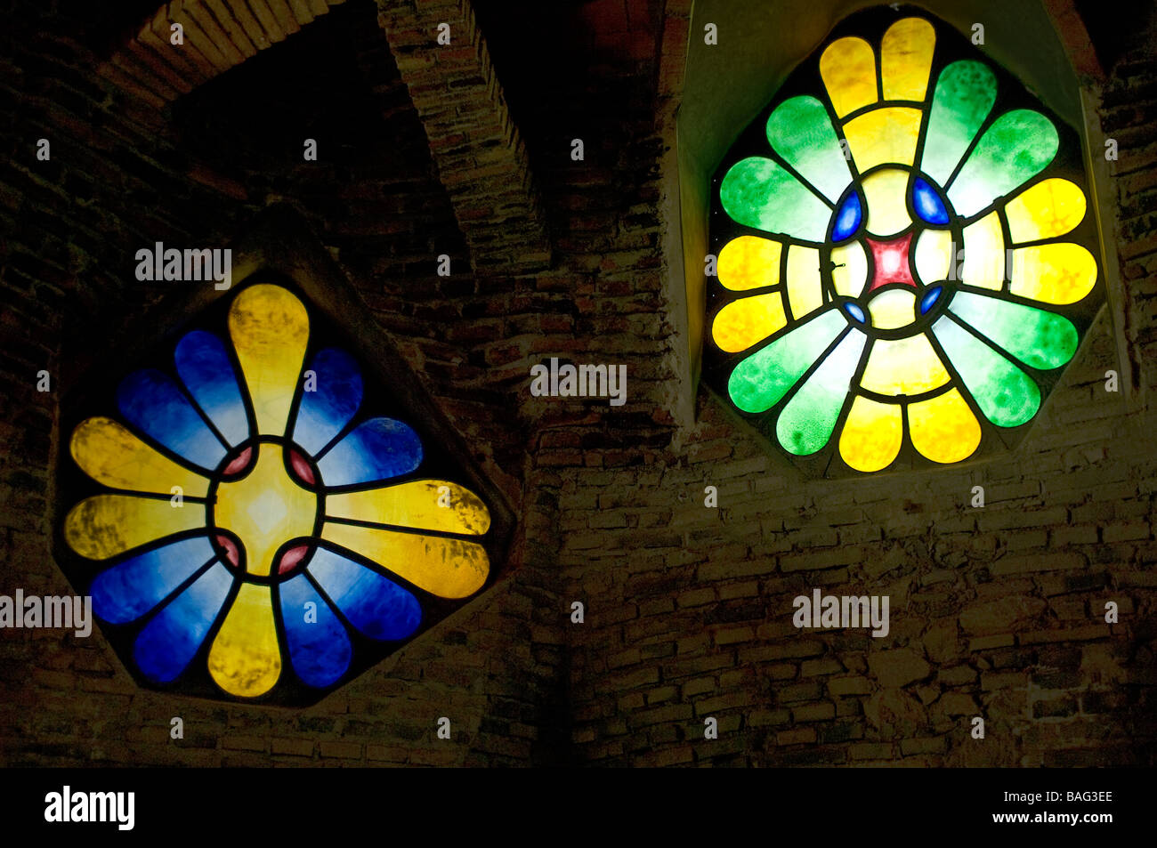 Unfinished church of Colonia Güell Stained glass windows Antonio Gaudi ...