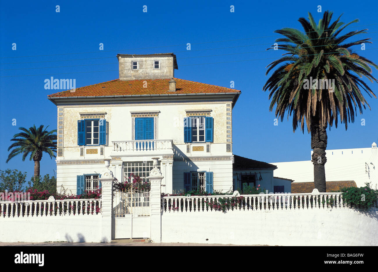 Morocco, Tangier, colonial villa Stock Photo - Alamy