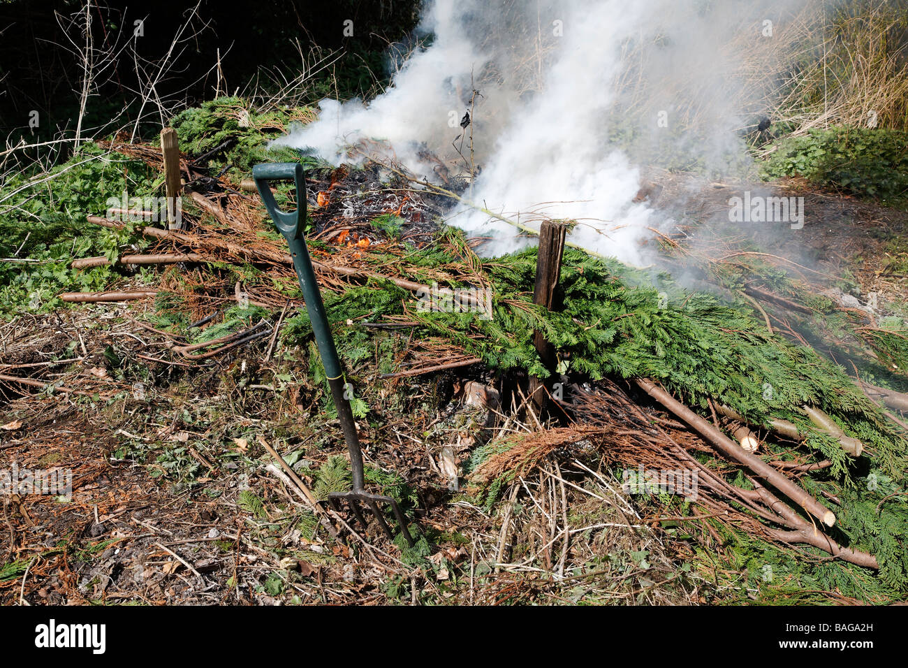 Garden bonfire smoke Stock Photo - Alamy