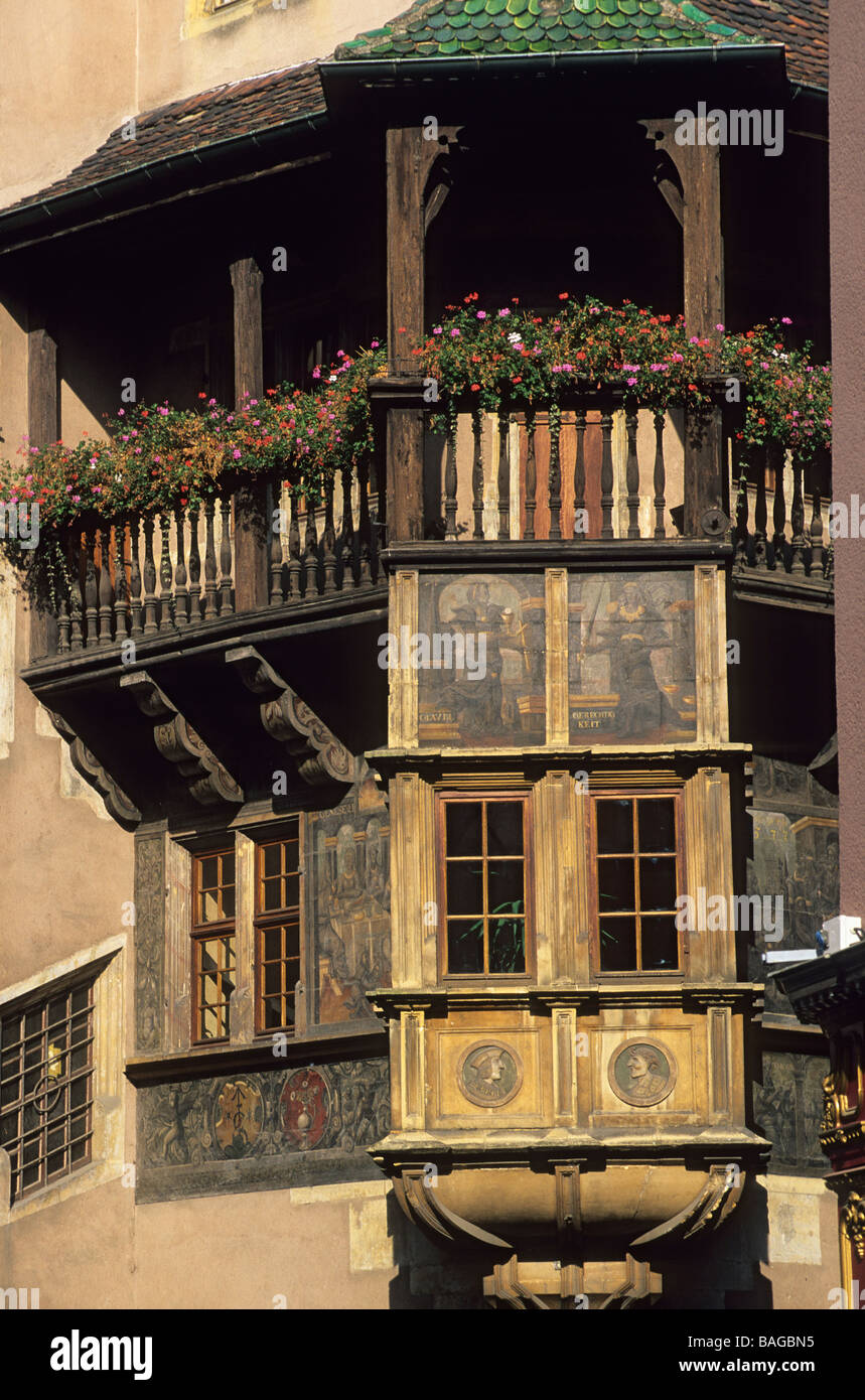 France, Haut Rhin, Colmar, Maison Pfister, detailed picture of the ...