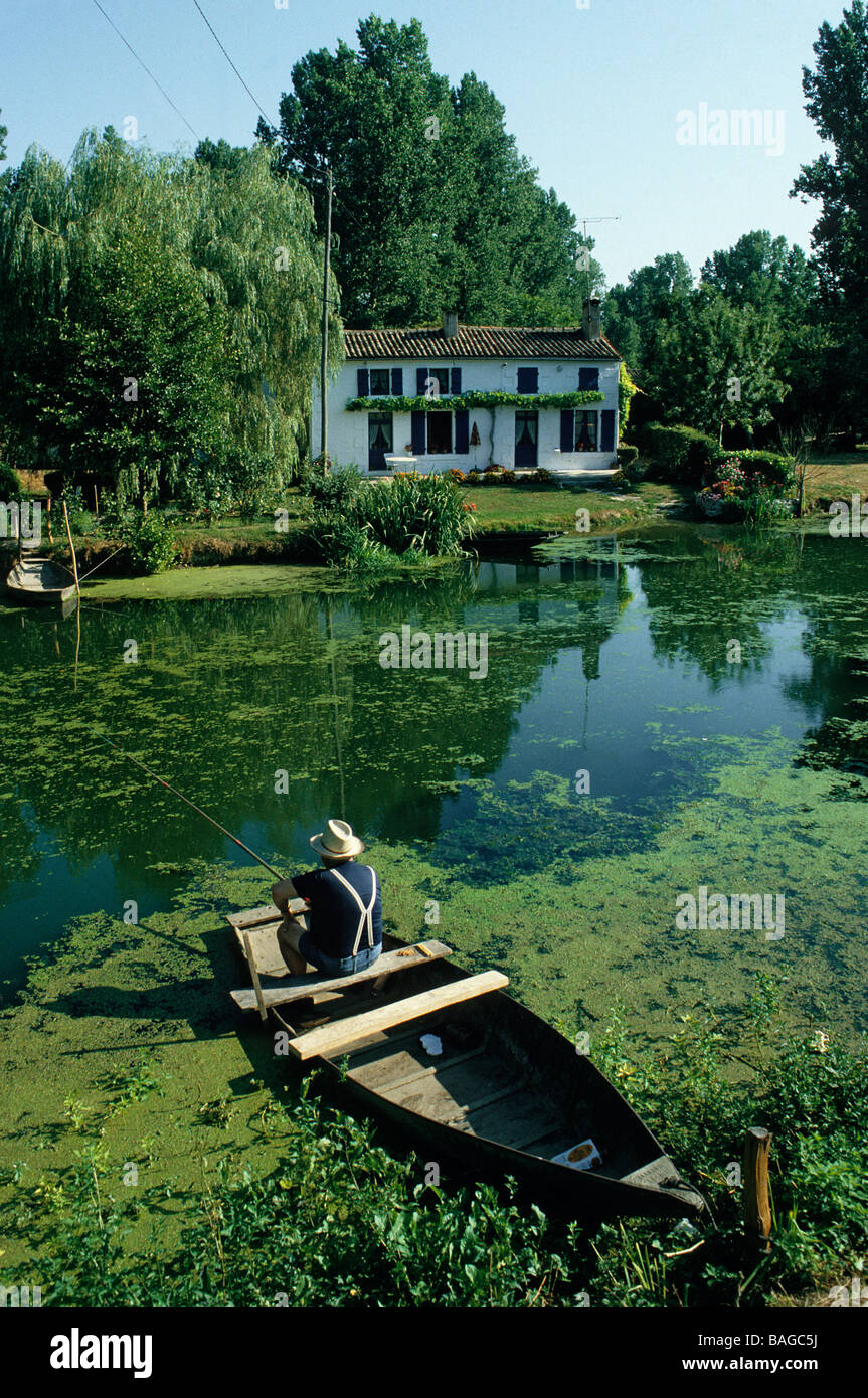France, Deux Sevres, Region of the Marais Poitevin aka La Venise Verte ...