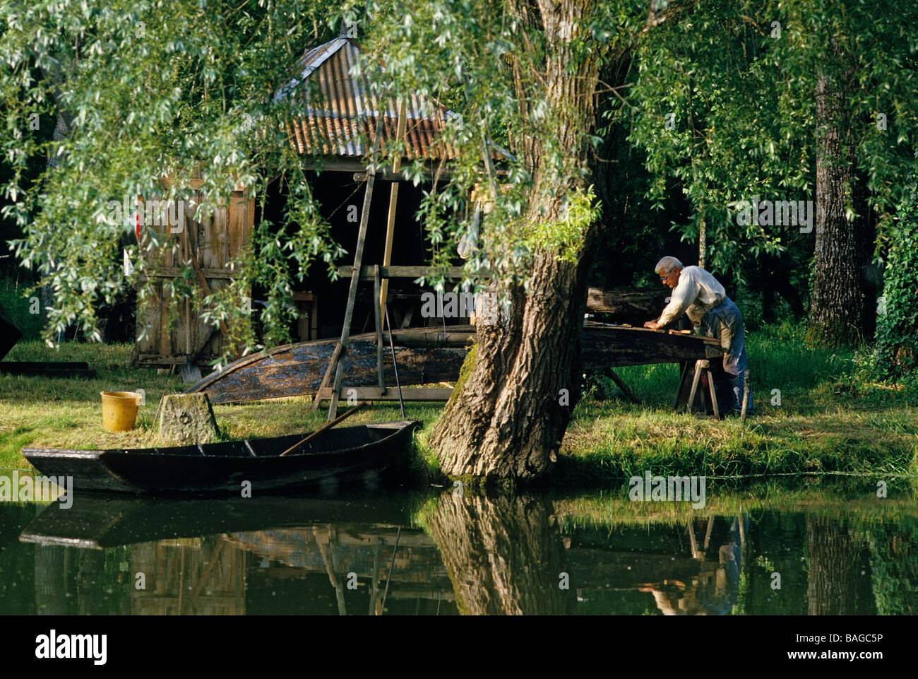 France, Deux Sevres, Region of the Marais Poitevin aka La Venise Verte ...