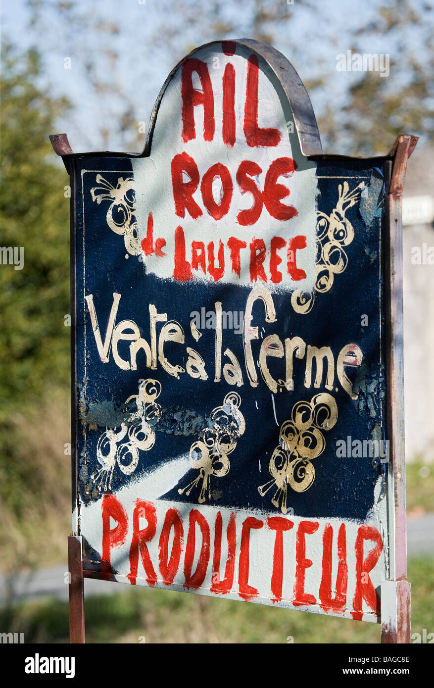 France, Tarn, surroundings of Lautrec, sign advertising a farm selling ...
