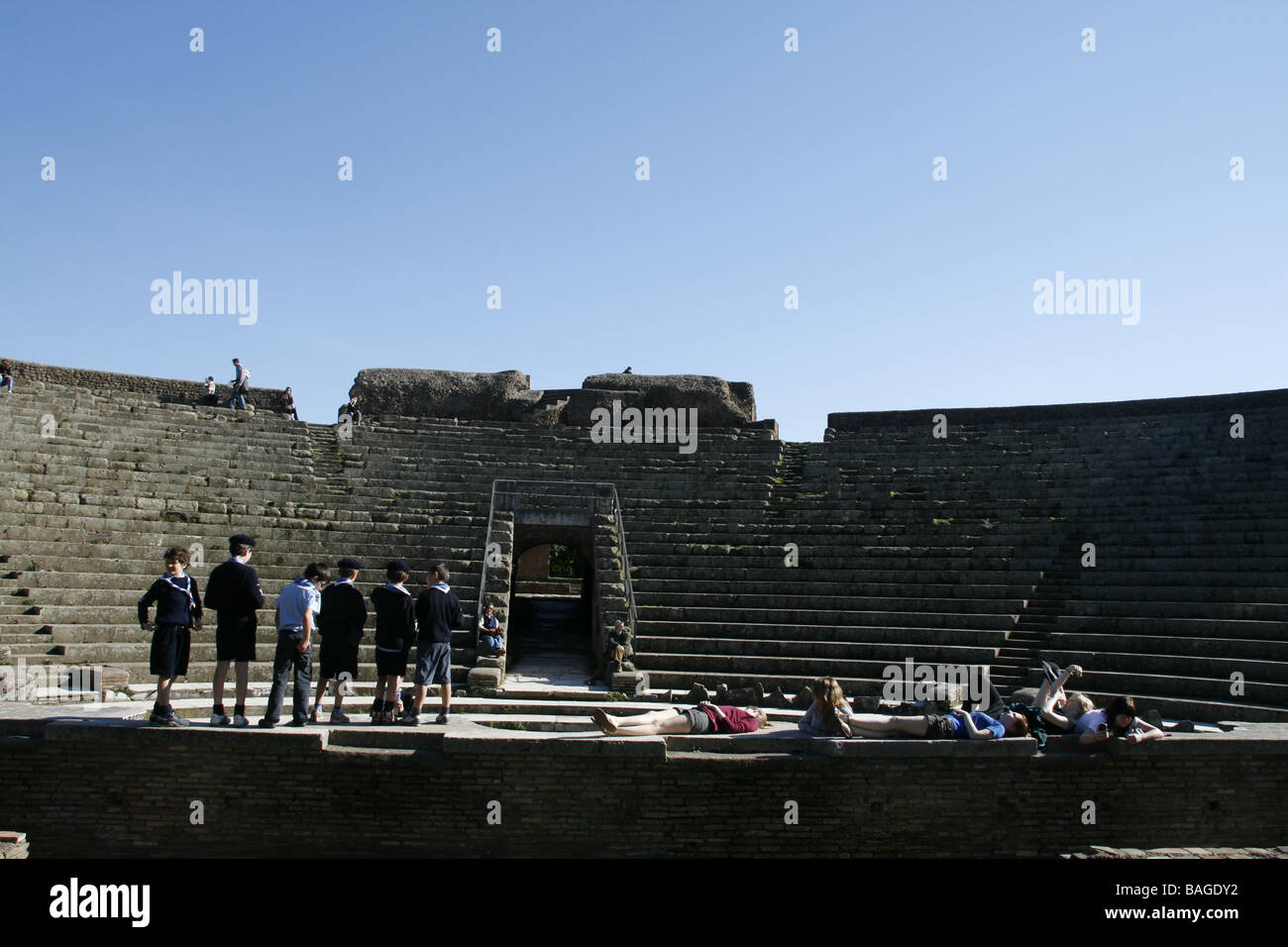 the ancient roman theatre in ostia antica near rome, italy Stock Photo ...