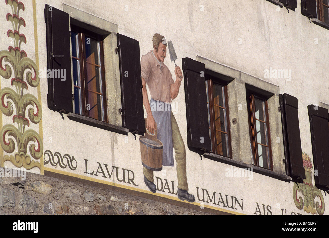 Switzerland, Grisons region, Graubuenden canton, St Moritz, house ...