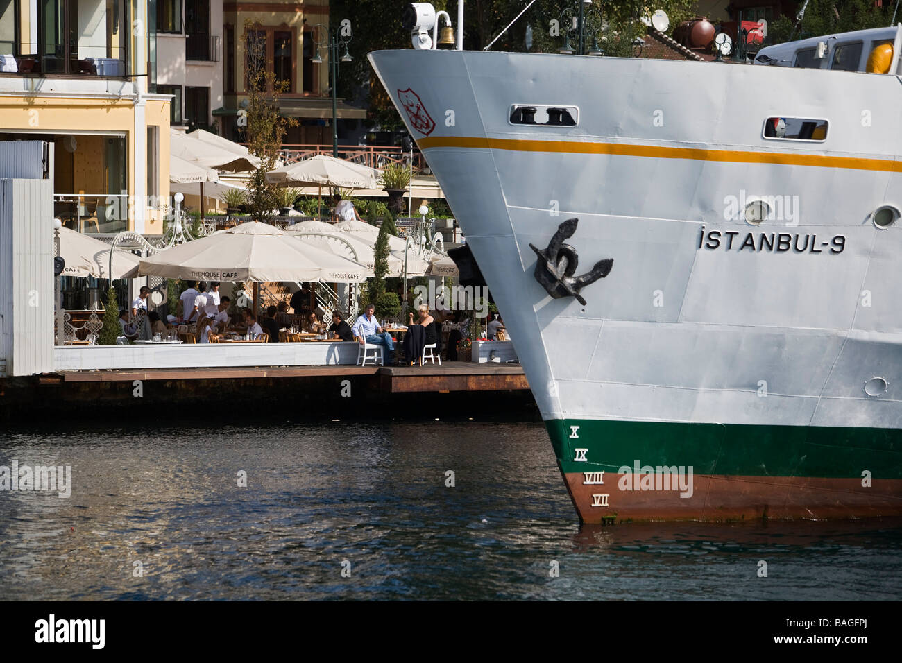 Turkey, Istanbul, Bebek district, cafe and banks of the Bosphorus Stock ...