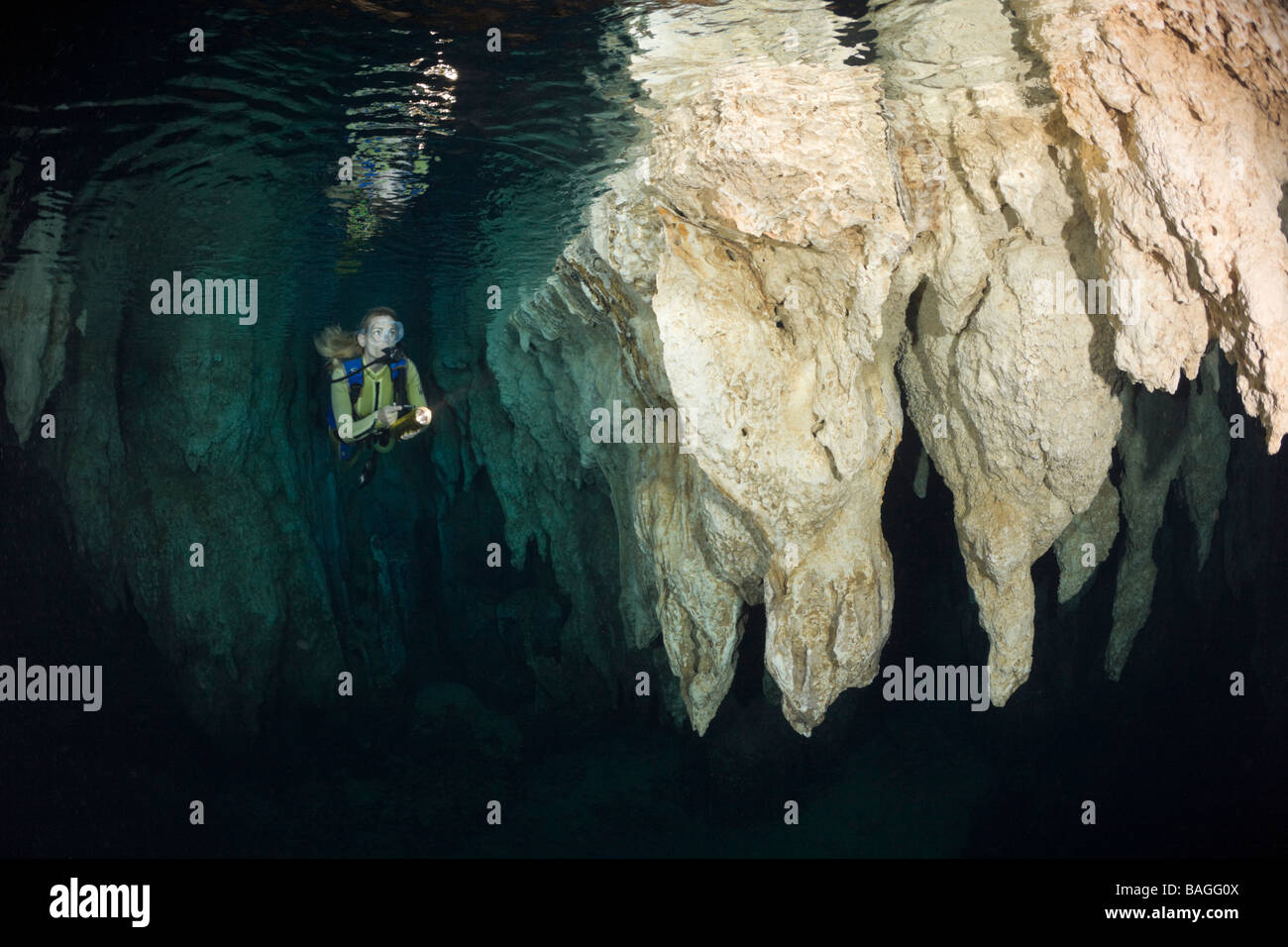 Diver underwater cave in palau hi-res stock photography and images - Alamy