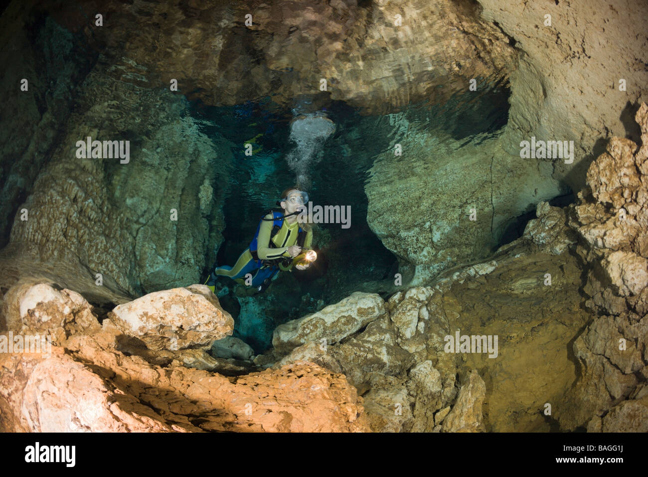 Diver underwater cave in palau hi-res stock photography and images - Alamy