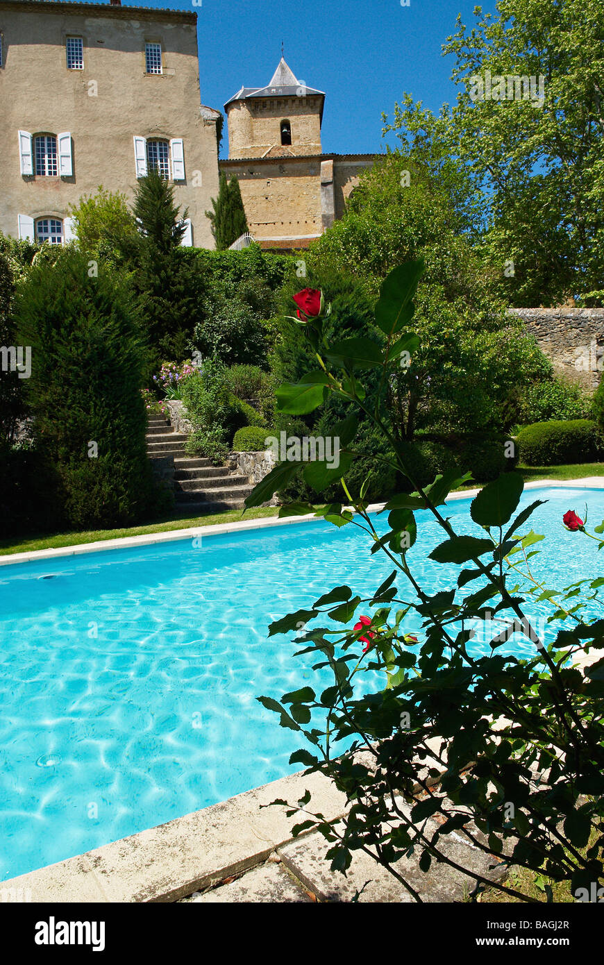 France, Ariege, Camon, guest house and castle Stock Photo - Alamy
