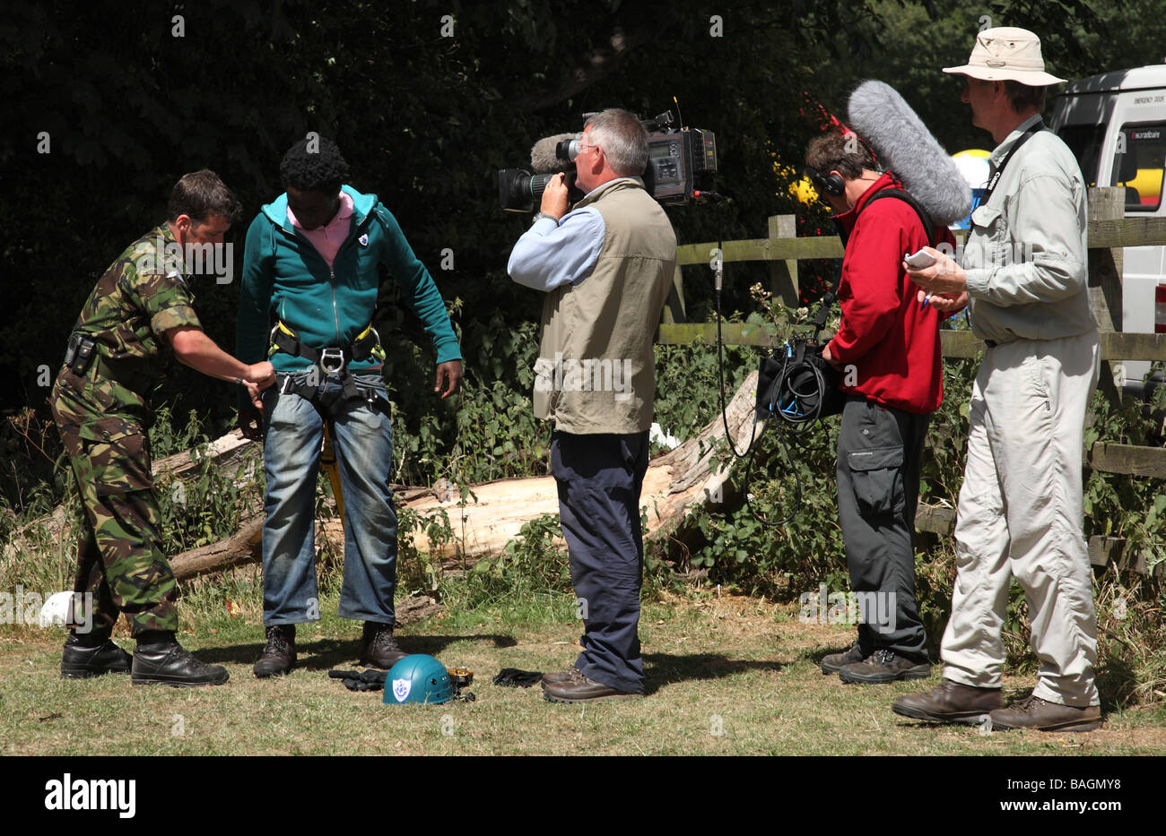 Andy Akinwolere from Blue Peter prepares for a charity abseil off the ...