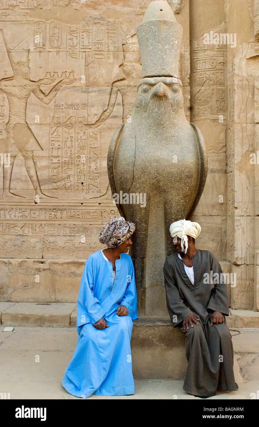 Sculpture and wall relief of the temple of edfu hi-res stock ...