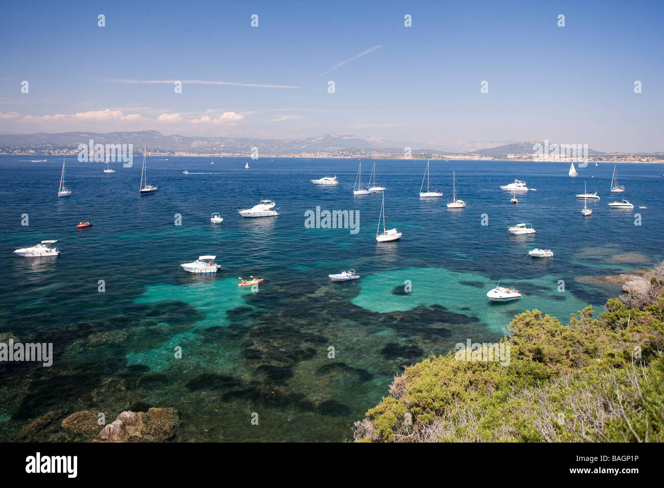 France, Var, Ile des Embiez, the Plage du Petit Rouvreau Stock Photo ...