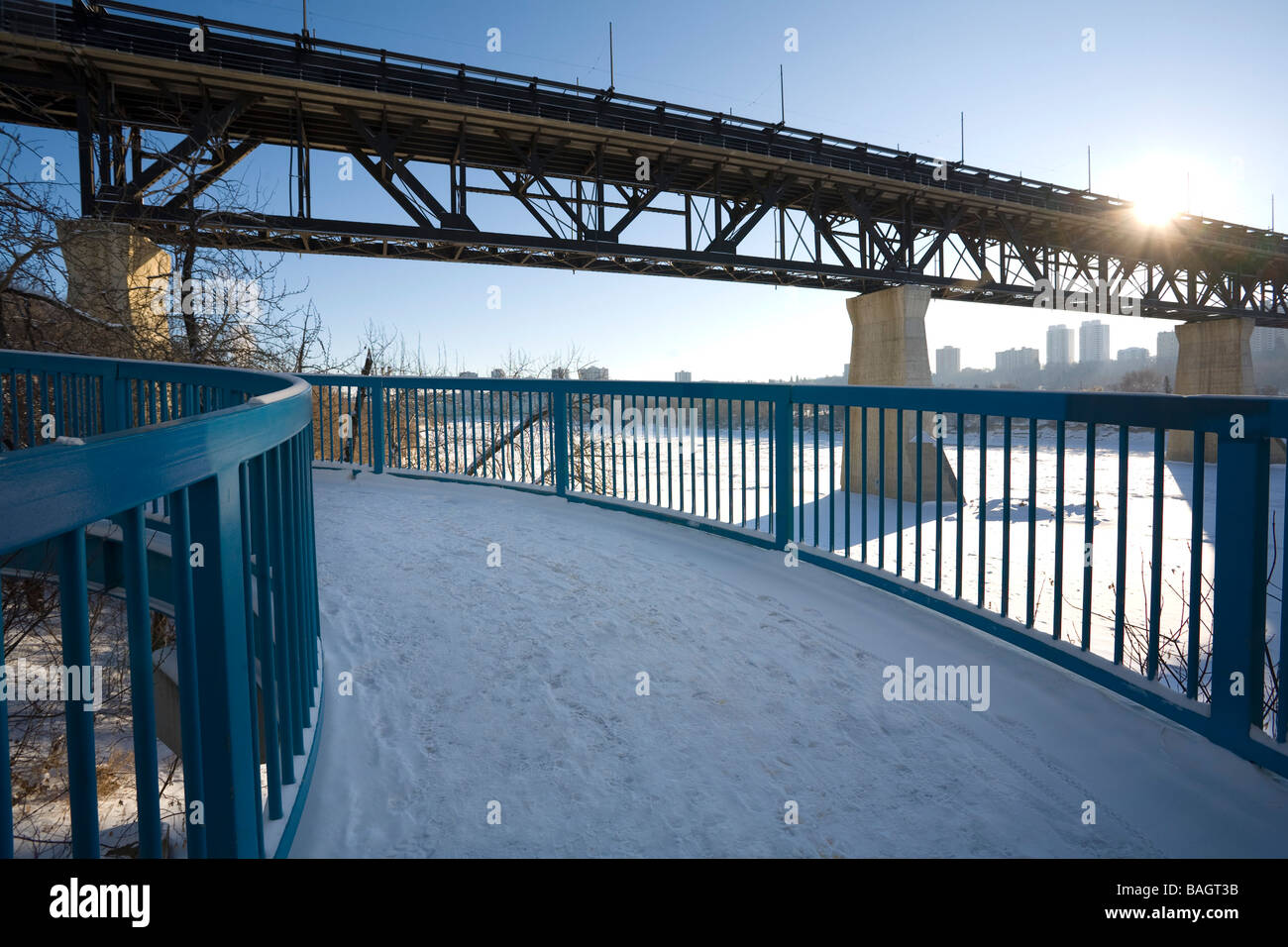 Bridge over the river in winter, Edmonton, Alberta, Canada Stock Photo ...