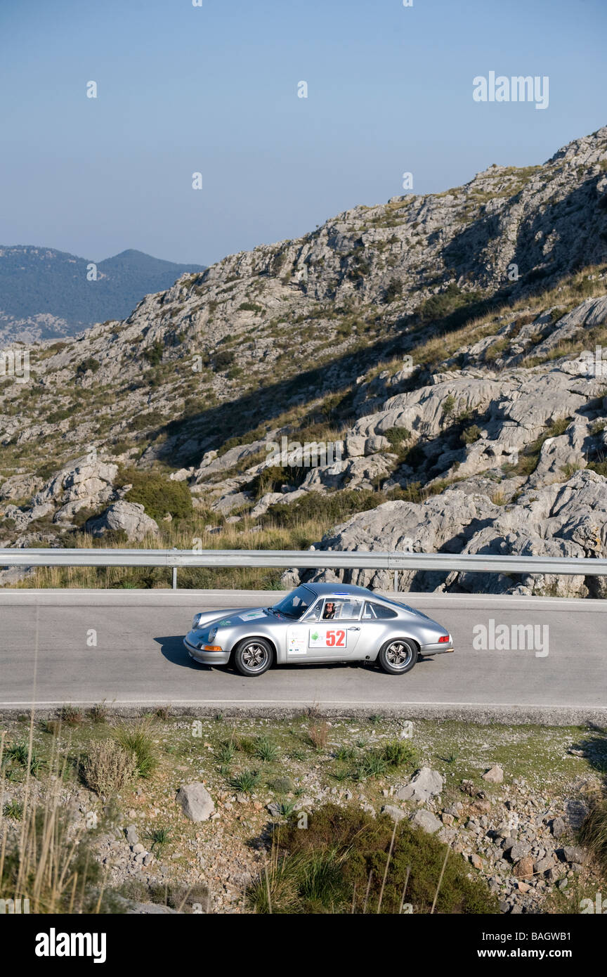 1971 Silver Porsche 911 SR classic sports car racing in the Mallorca ...