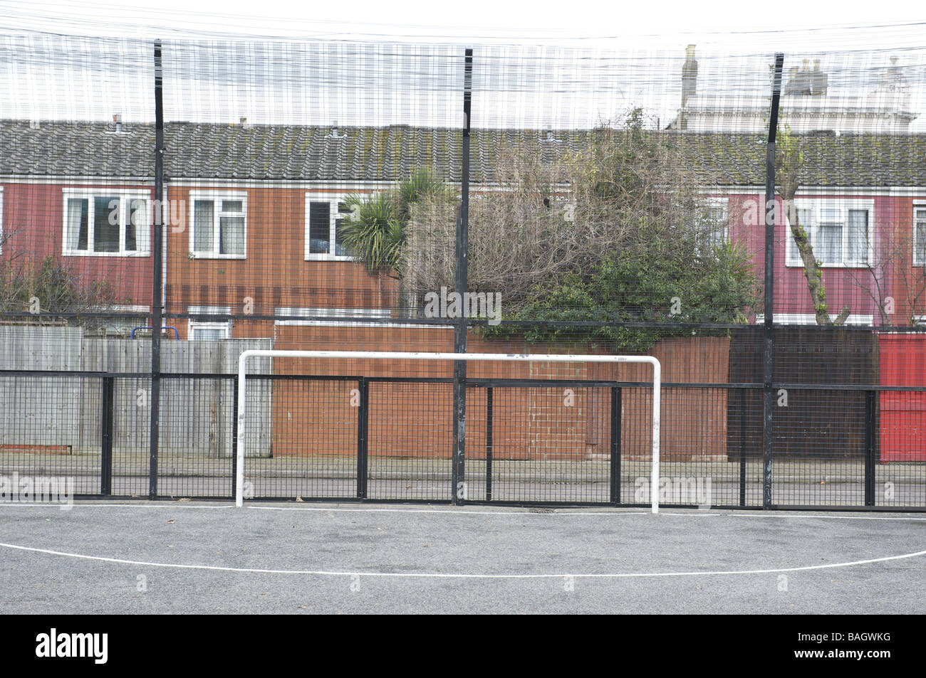 Urban football pitch goal posts Stock Photo - Alamy