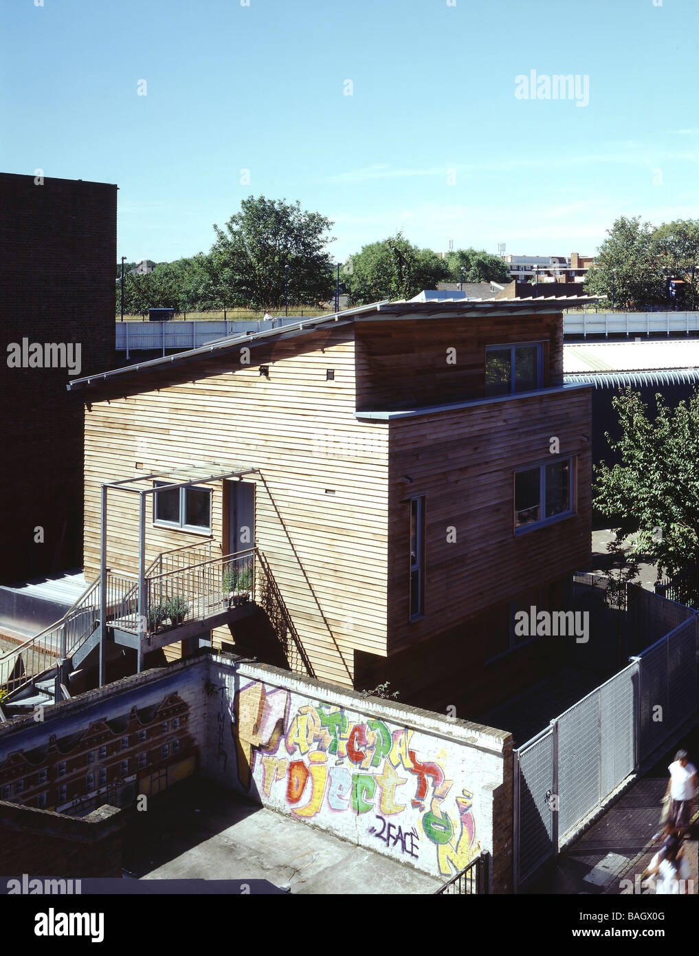 private house high level street elevation Stock Photo - Alamy