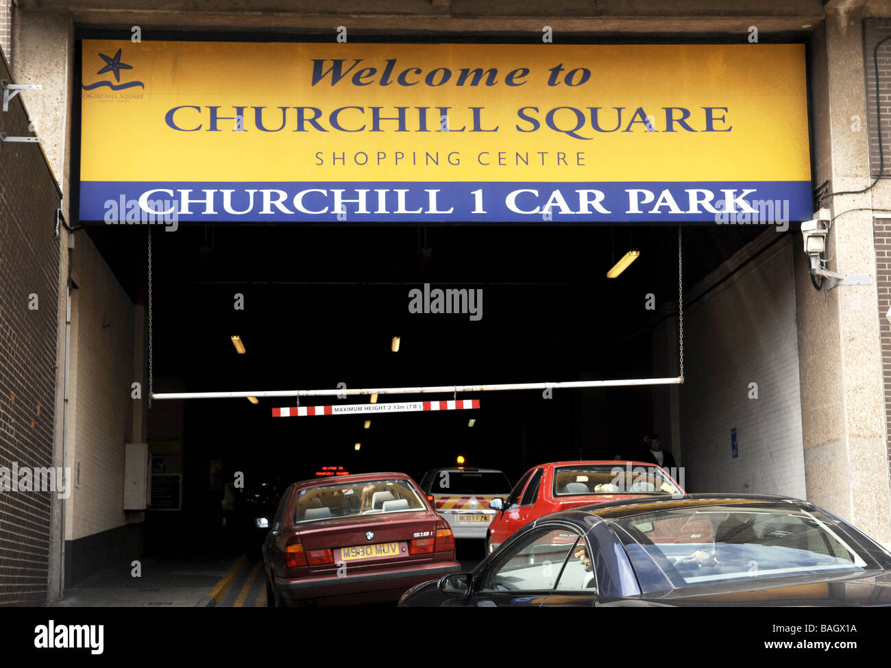 Cars queue for the Churchill Square Shopping Centre car park in ...