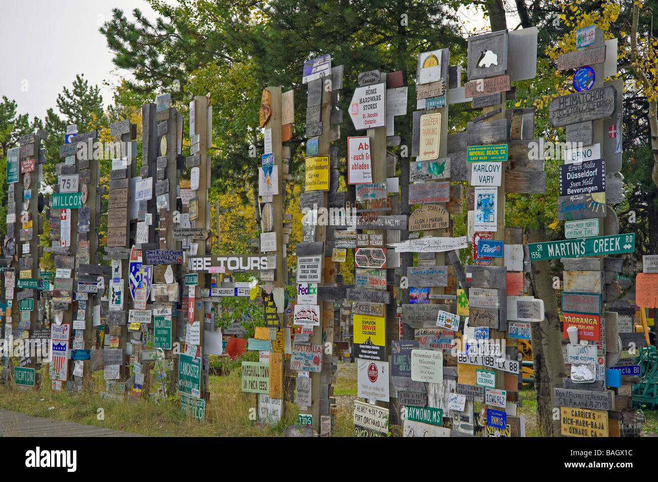 Canada, Yukon Territory, Watson Lake, Signpost Forest Stock Photo - Alamy