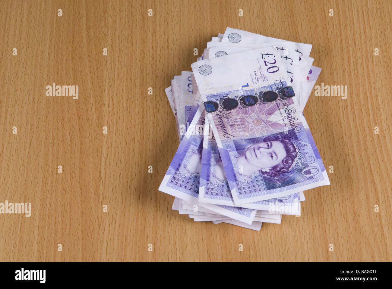 Overhead view of a pile of English money Stock Photo - Alamy