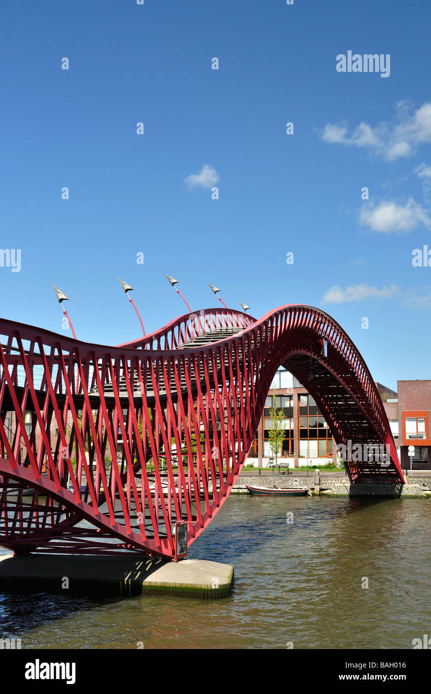 Red pedestrian bridge Stock Photo - Alamy