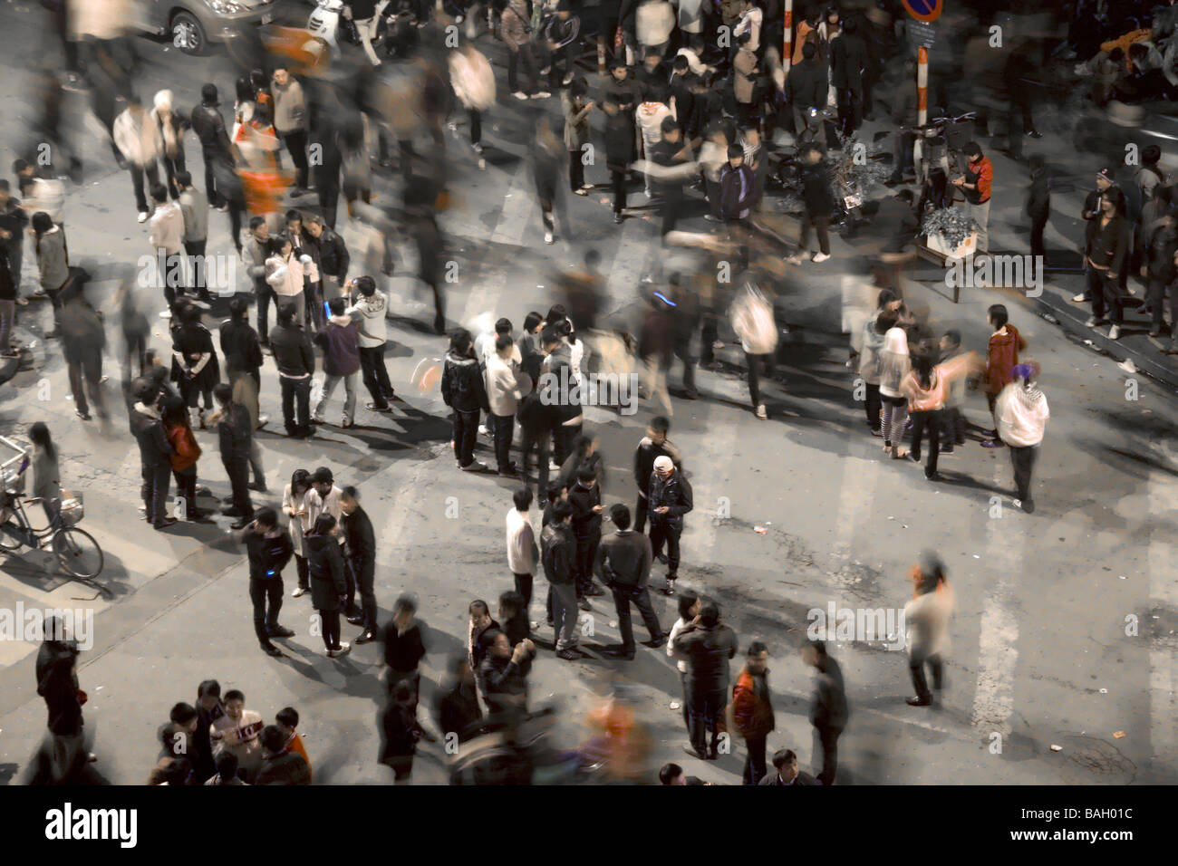 Crowds of people celebrate during Tet festivities in Hanoi Vietnam ...