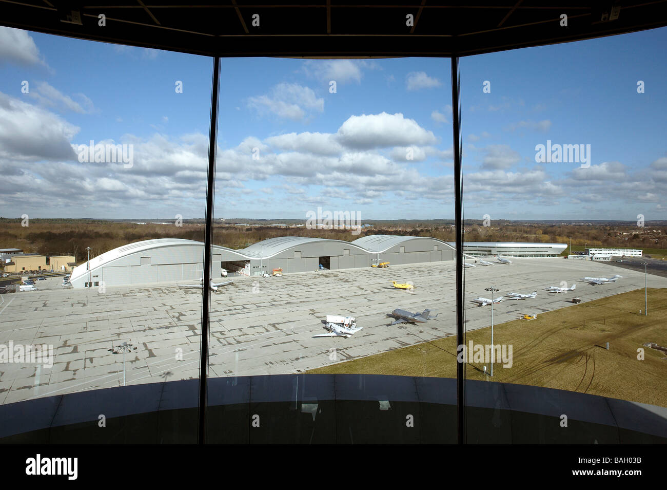 tag farnborough airport view from control tower Stock Photo - Alamy