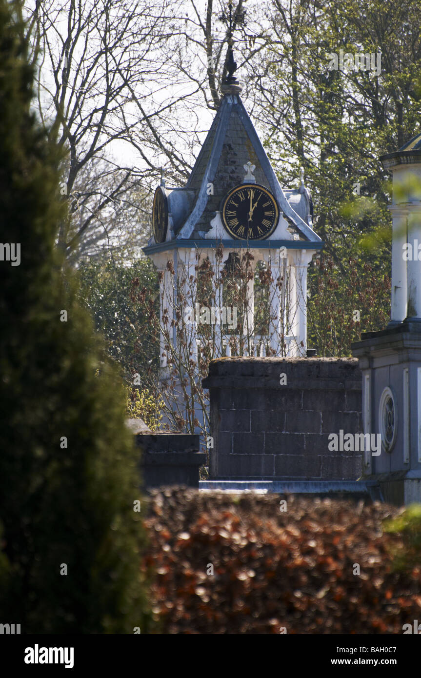 The clock tower above the old stable block at Holker Hall in Cumbria ...