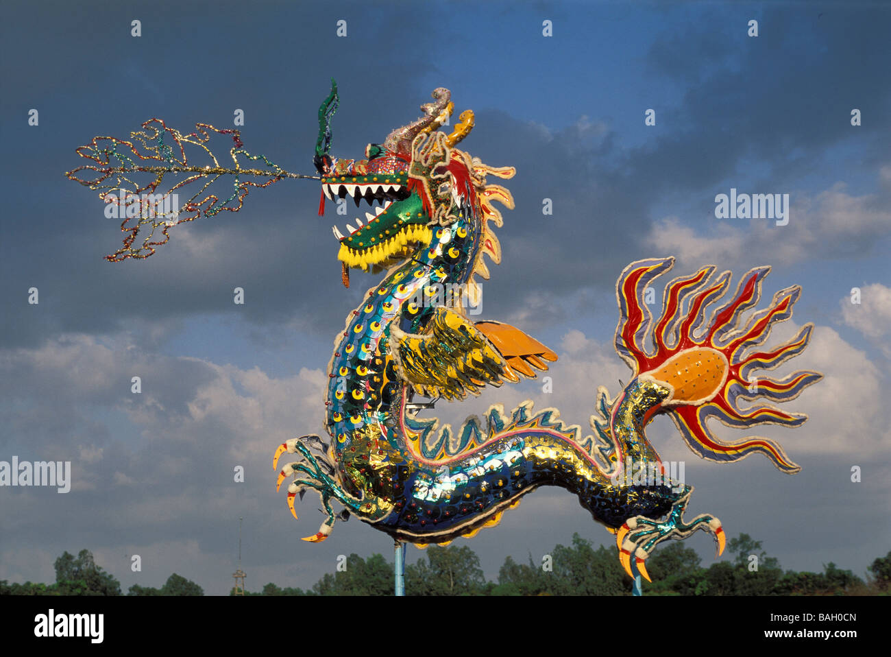 Vietnam, Saigon (Ho Chi Minh City), Dam Sen Park, dragon set up for the ...
