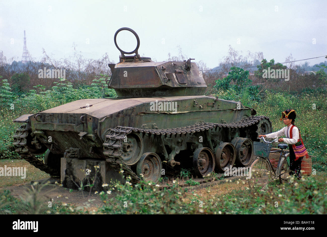 Vietnam, Dien Bien Province, relics of Dien Bien Phu Battle, woman from ...