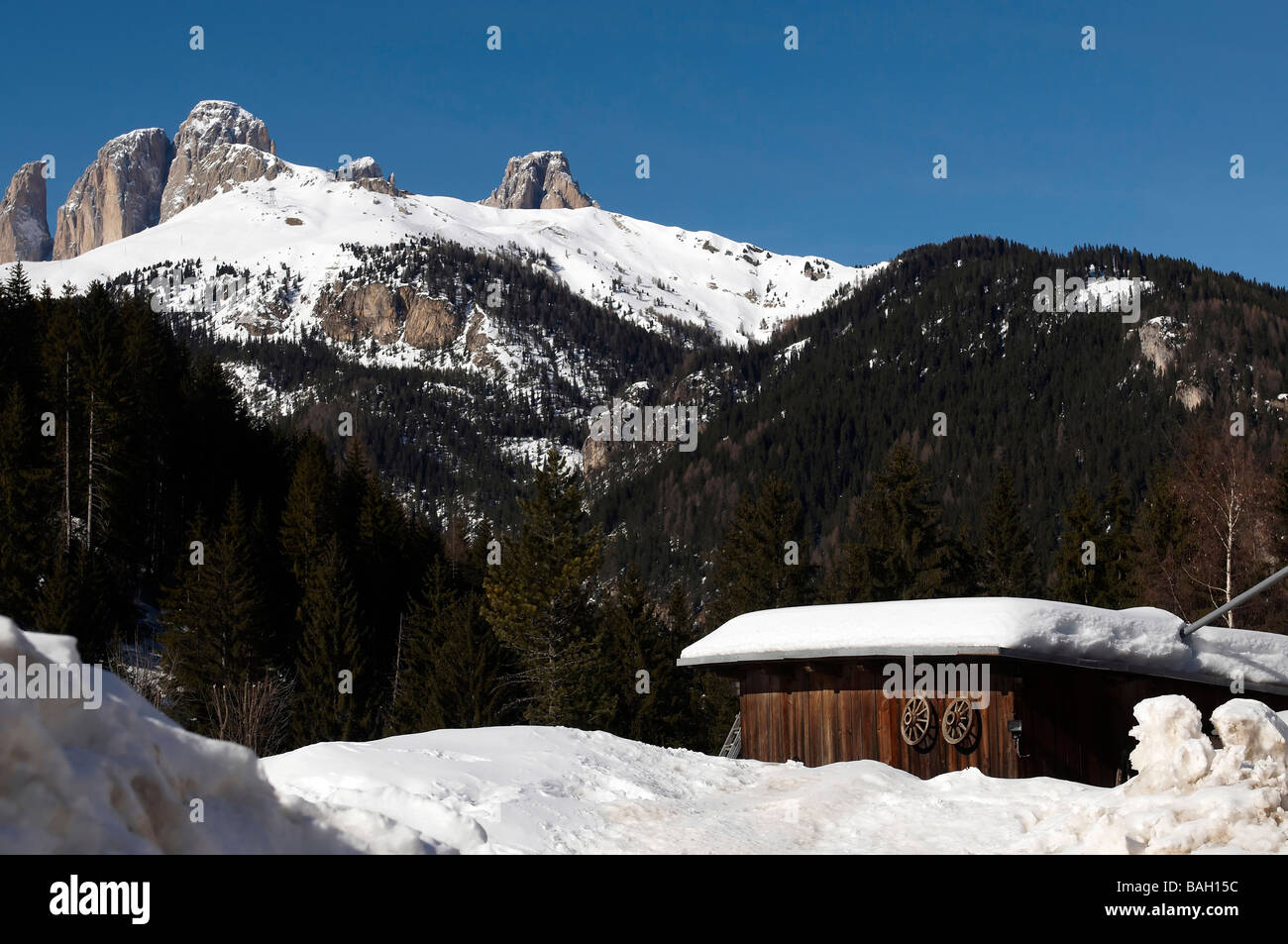 Sella Mountains famous mounts in Italian Dolomiti Stock Photo - Alamy