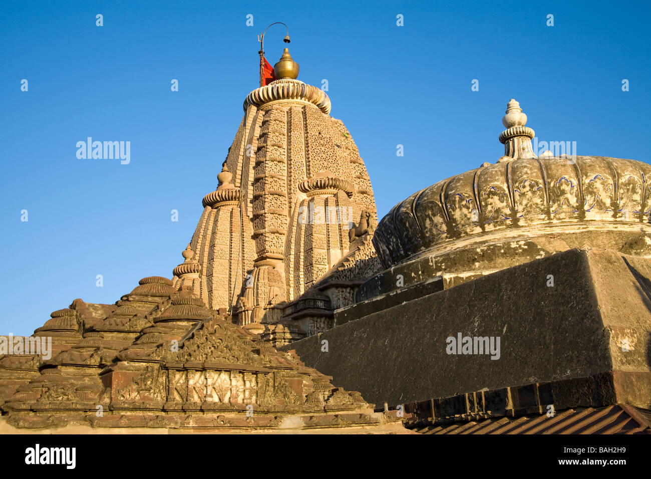 Carved tower, and dome, Sachiya Mata Temple, Osian, near Jodhpur ...