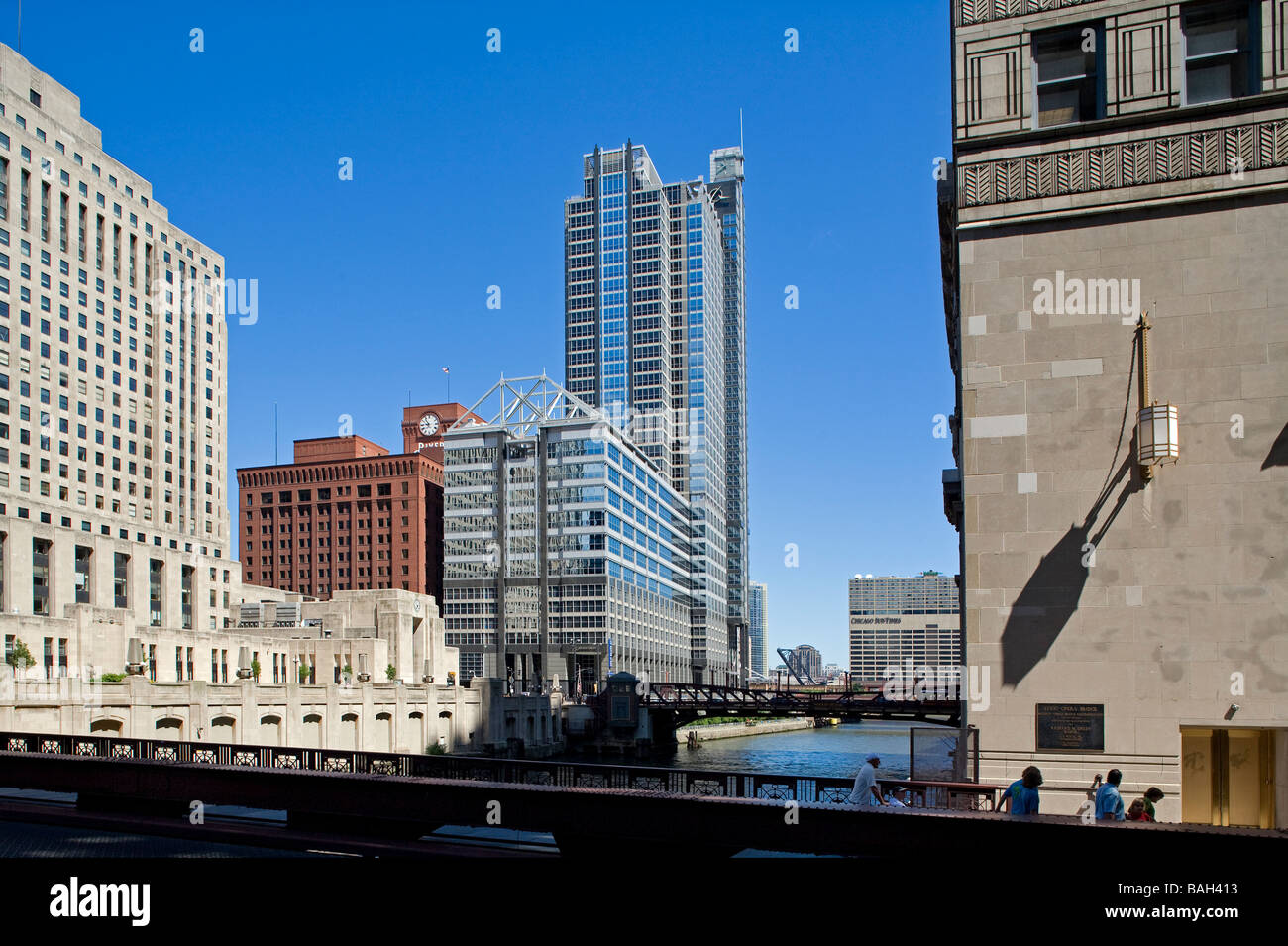 United States, Illinois, Chicago, Loop District, Chicago River and in ...