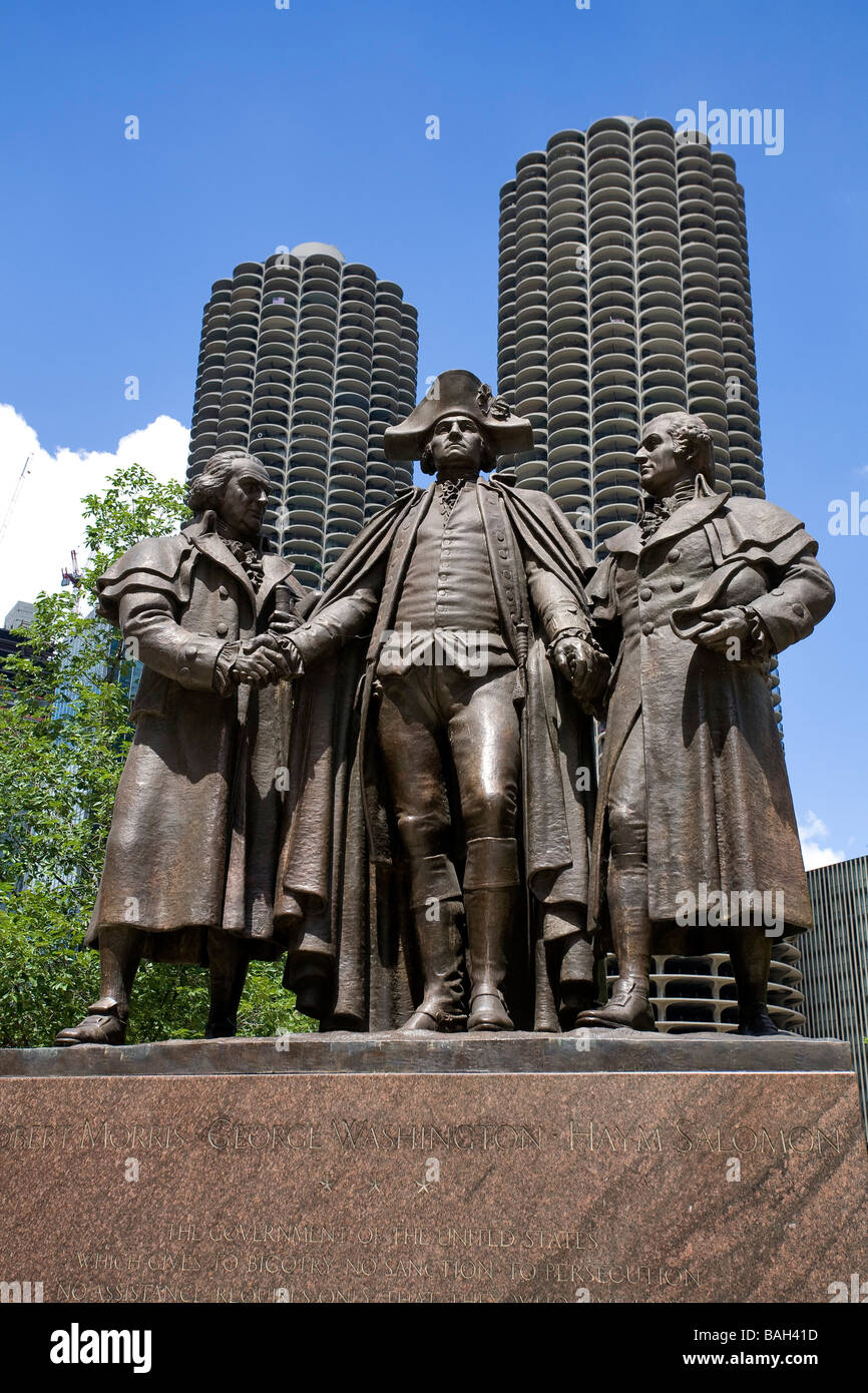 United States, Illinois, Chicago, Loop District, bronze statues of The ...