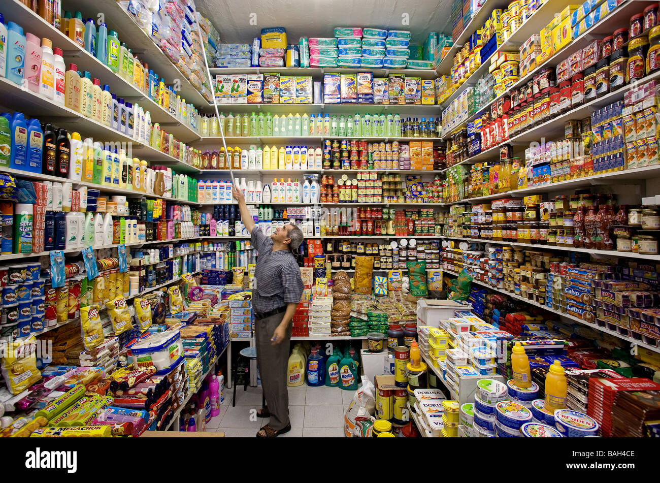 Morocco, Tangier Tetouan Region, Tangier, Medina, grocer Stock Photo ...