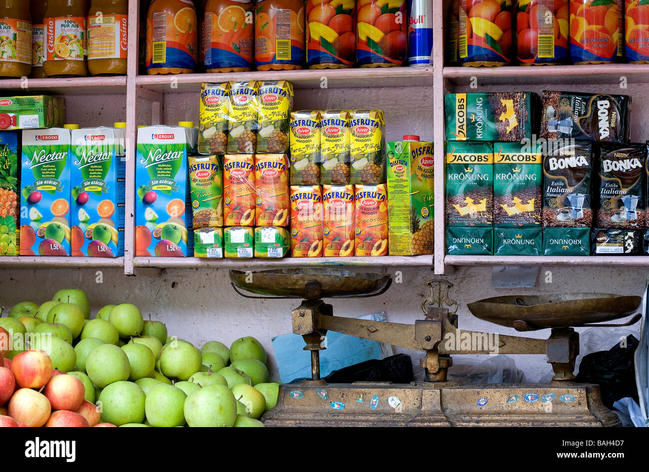 Morocco, Tangier Tetouan Region, Tangier, Medina, Grocery shop Stock ...