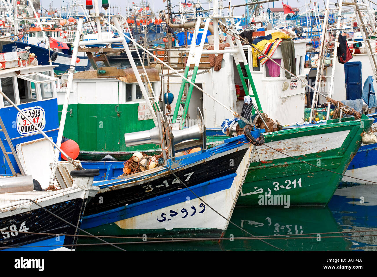 Morocco, Tangier Tetouan Region, Tangier, fishing harbour Stock Photo ...
