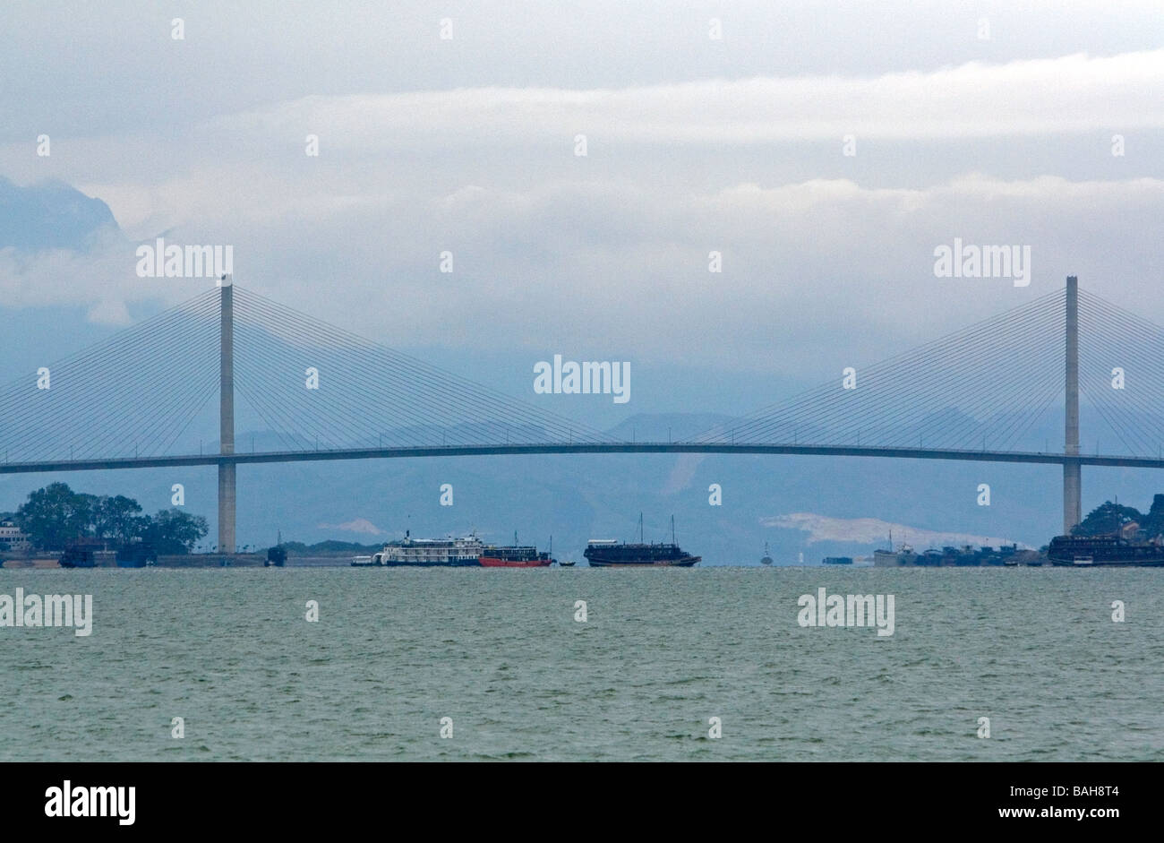 The Bai Chay bridge spanning the Cua Luc strait at Ha Long Vietnam ...