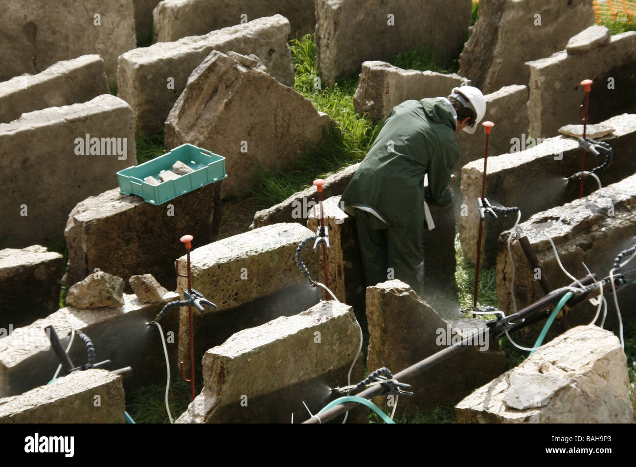 archaeologist cleaning ancient roman relics in the largo argentina ...