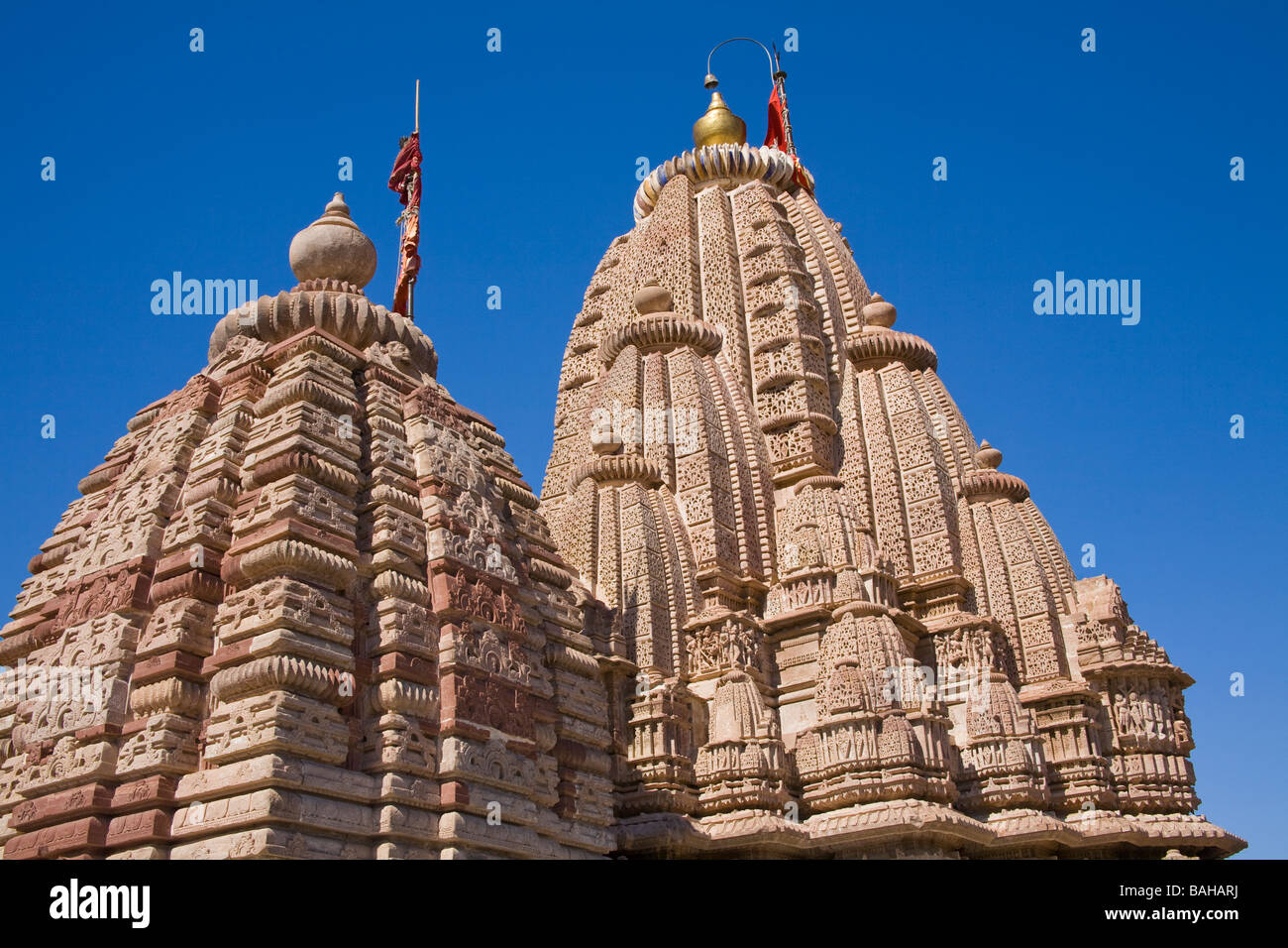 A sikhara tower at the top of Sachiya Mata Temple, Osian, near Jodhpur ...