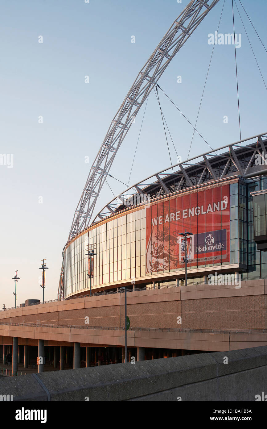 wembley stadium low angle crop of arch and facade from main ramp Stock ...