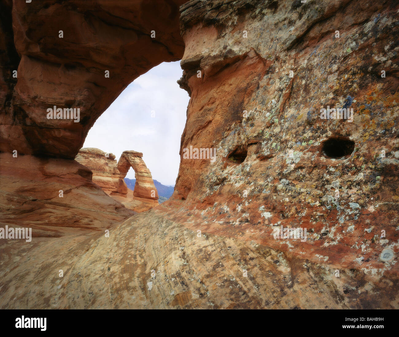 Natural Arches framing Delicate Arch Moab Stock Photo - Alamy
