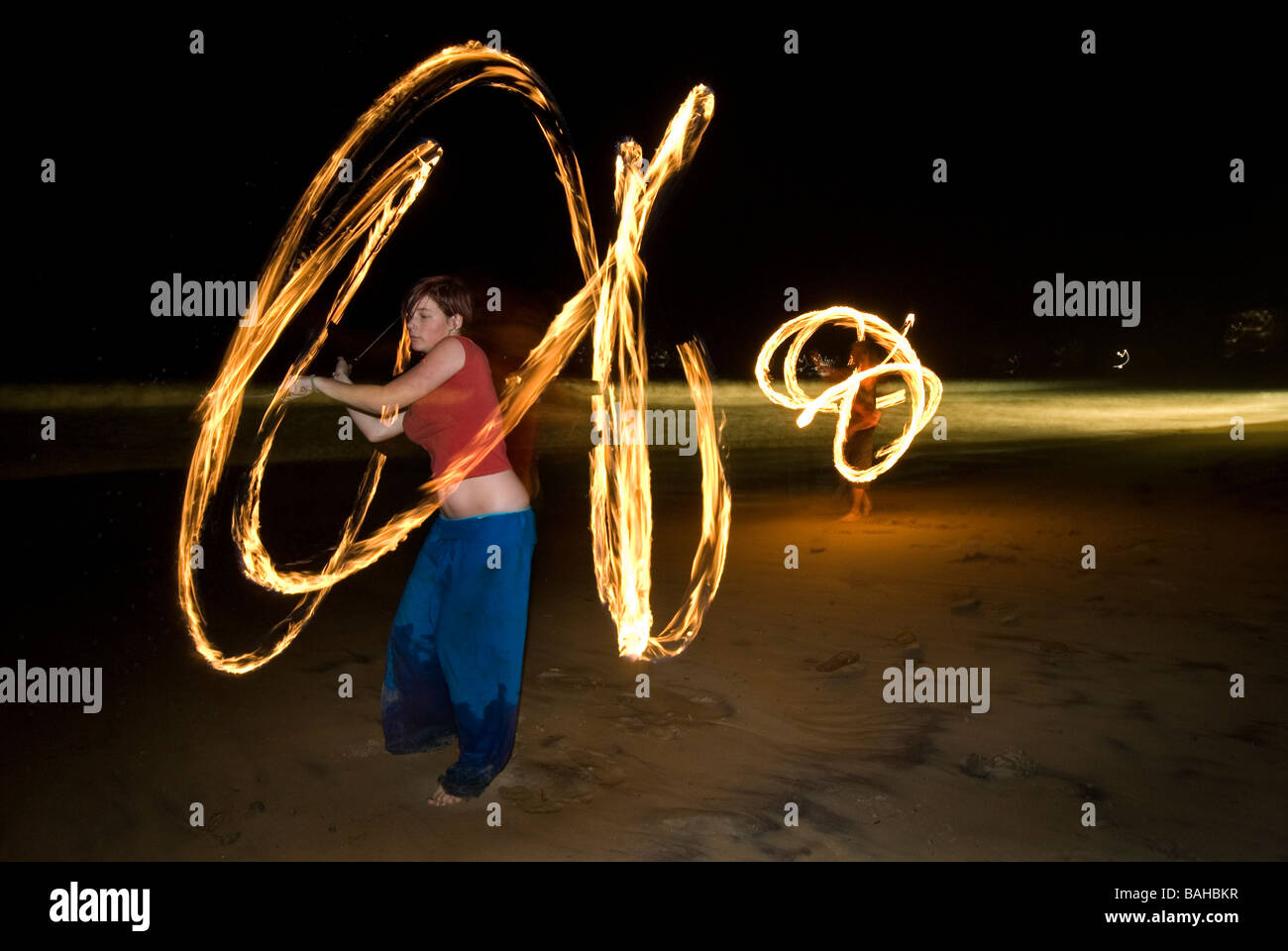 Fire twirling performance hi-res stock photography and images - Alamy