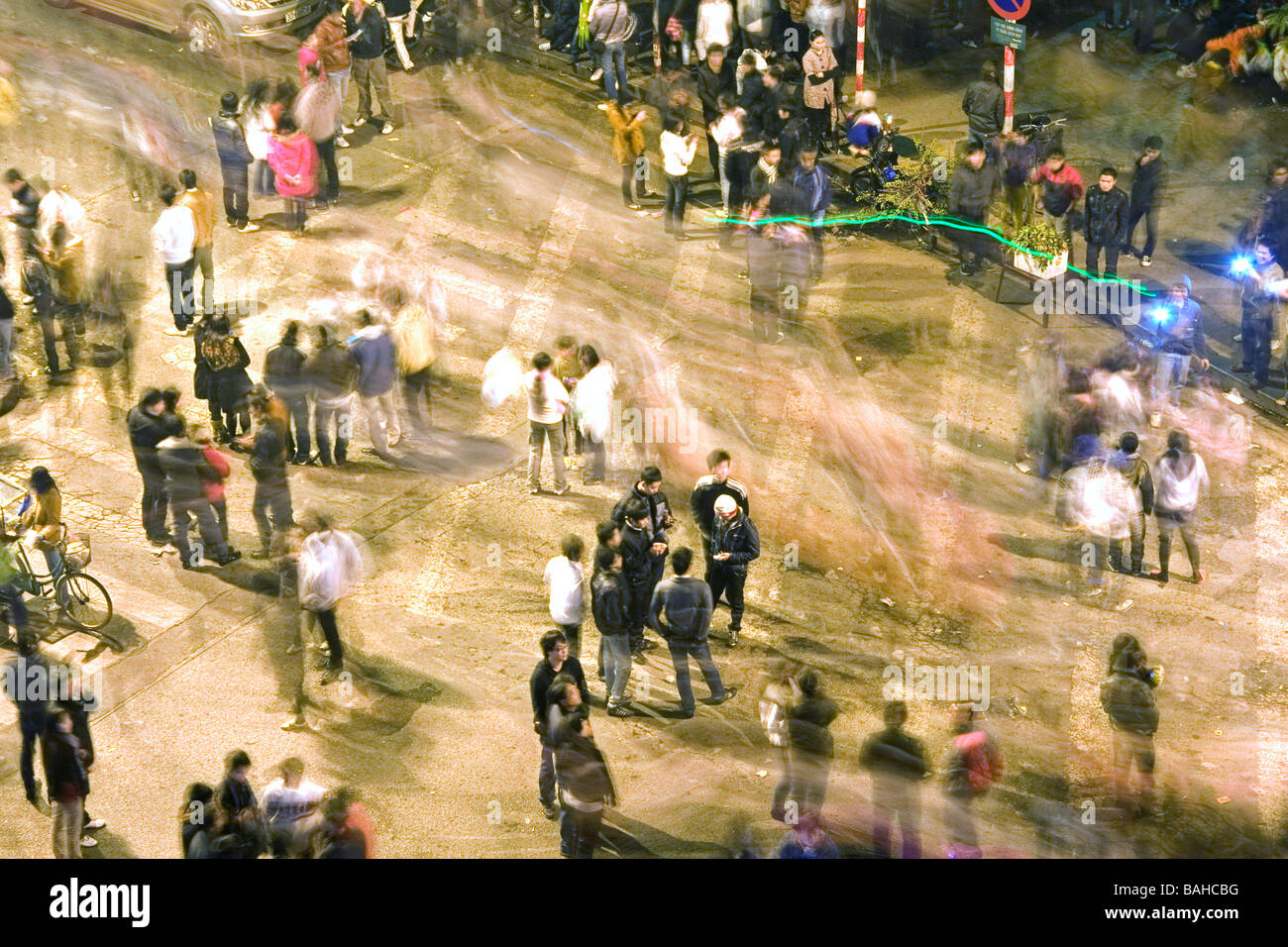 Crowds of people celebrate during Tet festivities in Hanoi Vietnam ...