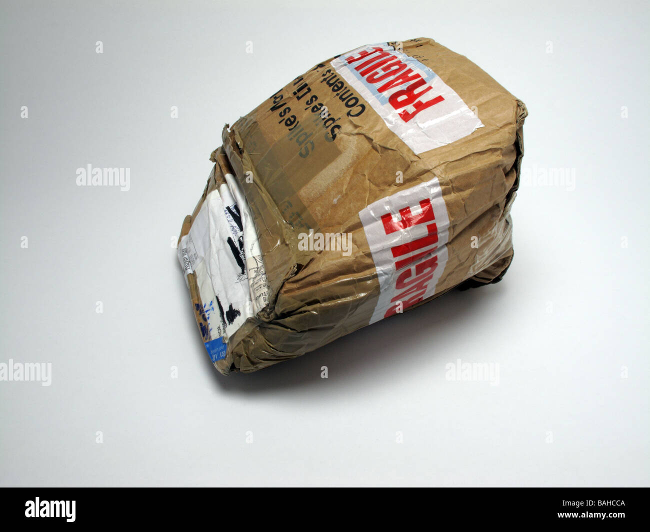 Cardboard box parcel sent to China but returned damaged 8 weeks later ...