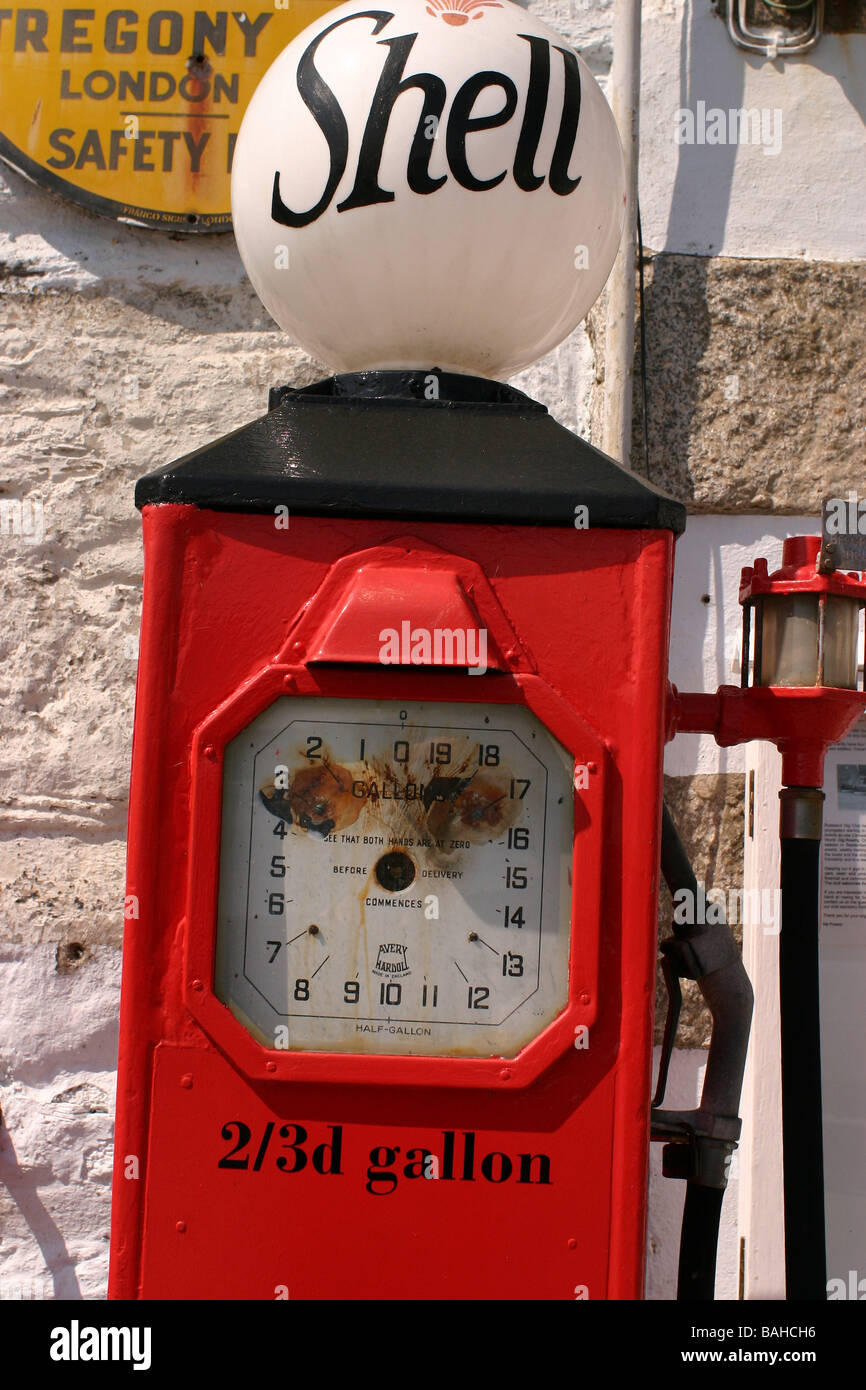 Old fashioned Shell petrol pump St. Mawes Cornwall UK Stock Photo - Alamy