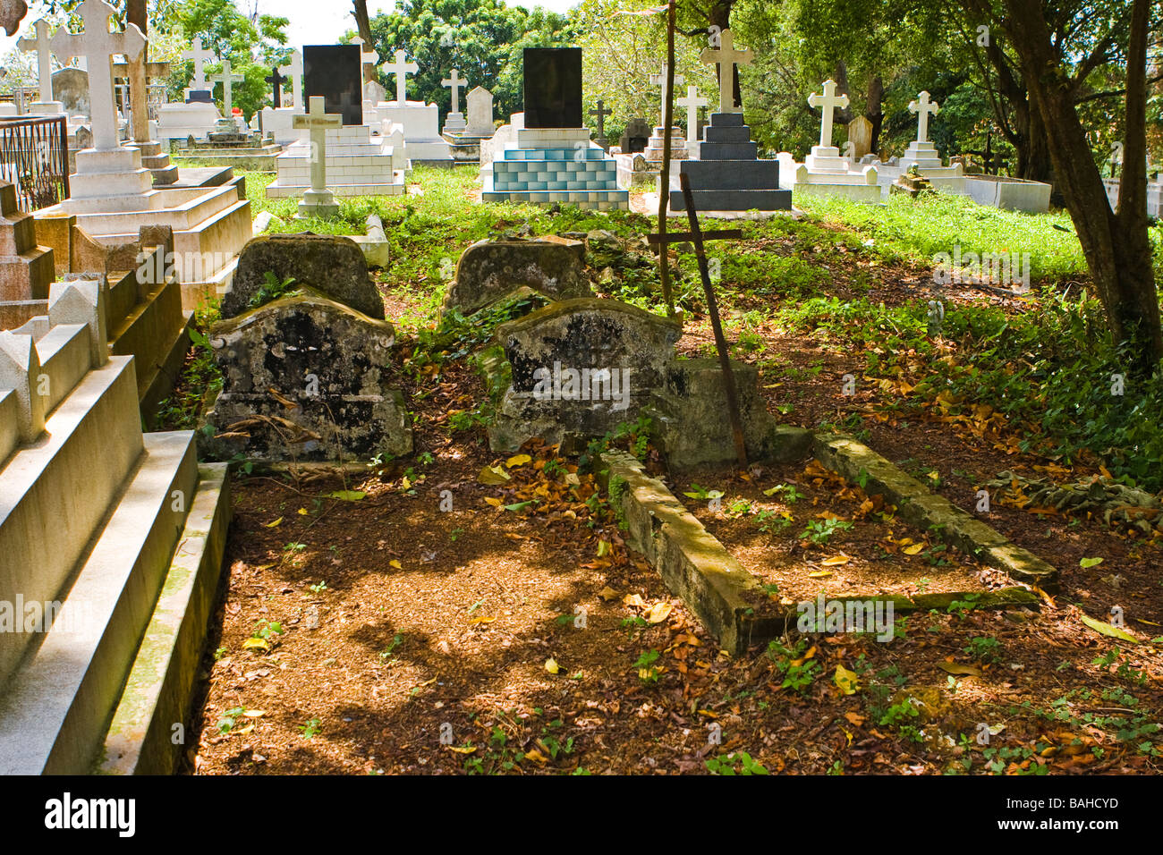 Old graves in the Melaka Christian Cemetery Stock Photo - Alamy